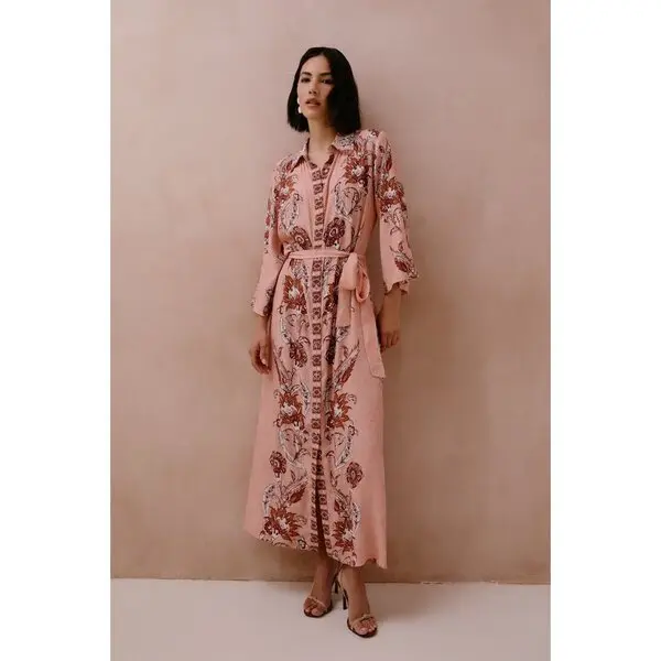 RAISHMA Printed Maxi Dress With Belt