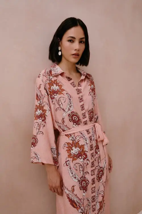 RAISHMA Printed Maxi Dress With Belt