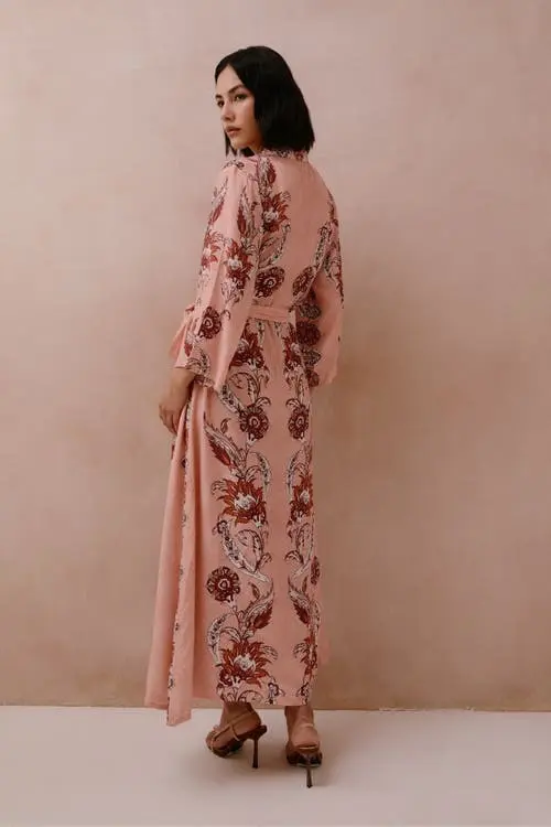 RAISHMA Printed Maxi Dress With Belt