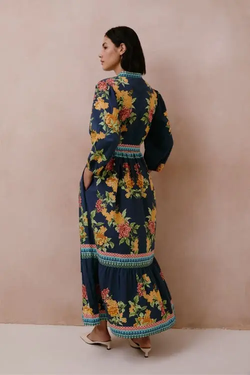 RAISHMA Printed Cotton Poplin Maxi Dress - Floral