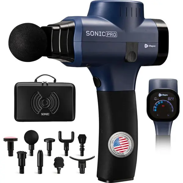 LIFEPRO Sonic Pro Deep Tissue Massage Gun Handheld Percussion Massager With 10 Speeds - Blue