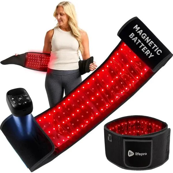 LIFEPRO Allevared Elite Red Light Therapy Belt 660nm & 850nm Rechargeable Infrared Light - Black