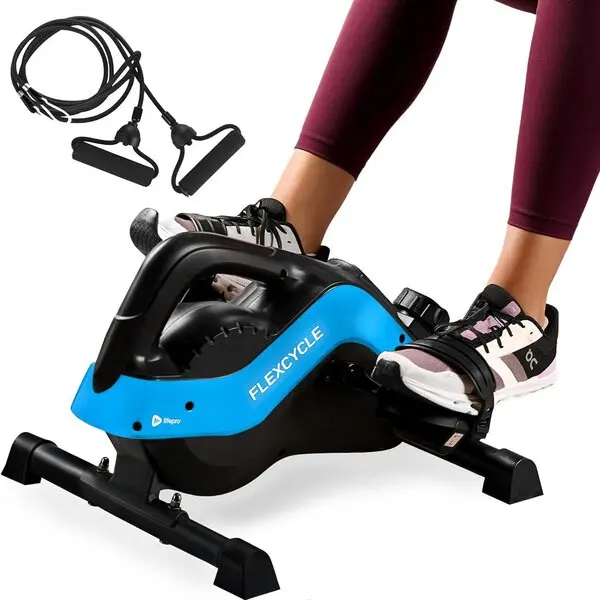 LIFEPRO Flex Stride Under Desk Bike Pedal Mini Elliptical Exerciser - Black/blue