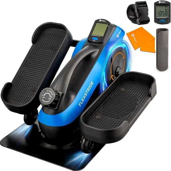LIFEPRO Flex Stride Under Desk Bike Pedal Mini Elliptical Exerciser - Blue