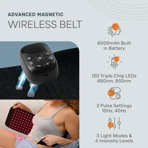 LIFEPRO Allevared Mini Red Light Therapy Belt Mini 660nm & 850nm Infrared Red Light