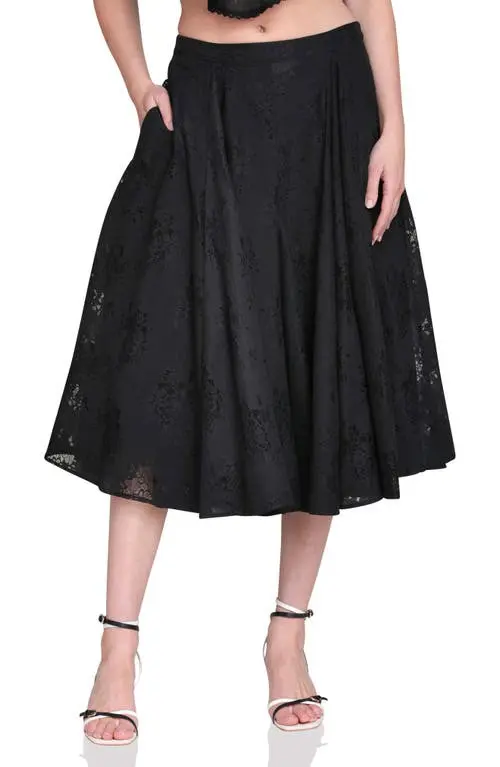 Avec Les Filles Lace Inset Pull-on Style Skirt - Black