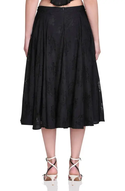 Avec Les Filles Lace Inset Pull-on Style Skirt - Black