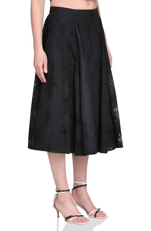 Avec Les Filles Lace Inset Pull-on Style Skirt - Black