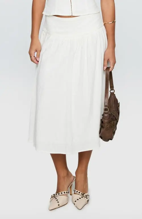 Princess Polly Heart Of Gold Drop Waist Linen Blend Midi Skirt - White