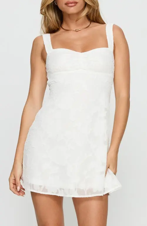 Princess Polly Mcbeath Floral Jacquard Mini Dress - White