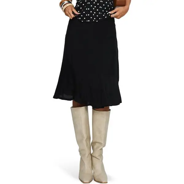 Princess Polly Asymmetric Hem Midi Skirt - Black