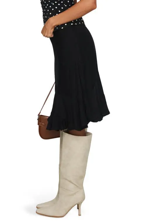 Princess Polly Asymmetric Hem Midi Skirt - Black