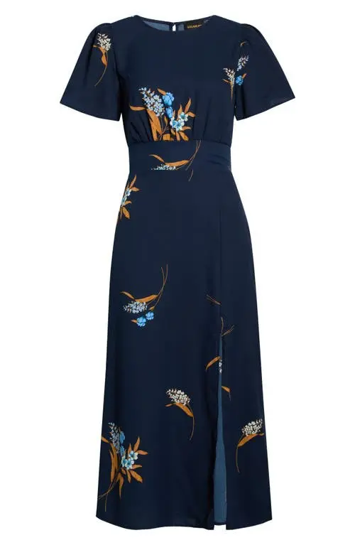 SUGARLIPS Dusk Bloom Floral Midi Dress - Navy Multi
