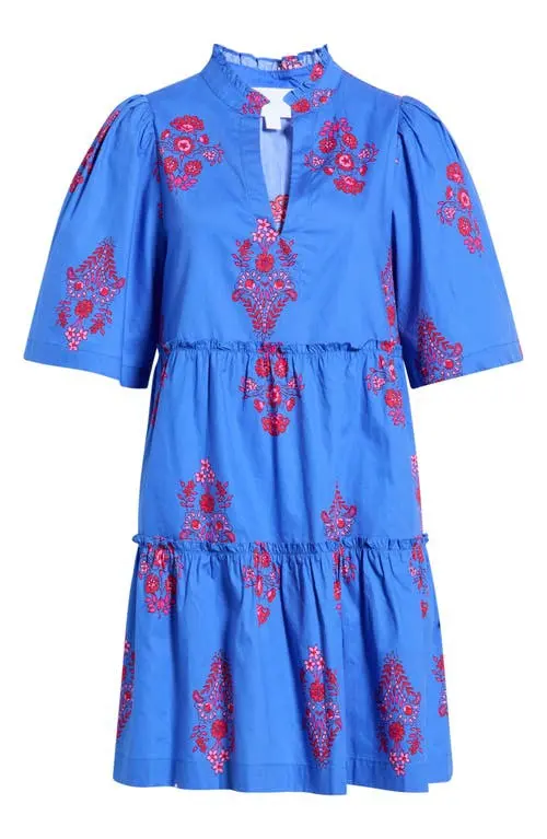 SUGARLIPS Dixie Tiered Cotton Dress - Blue-pinks