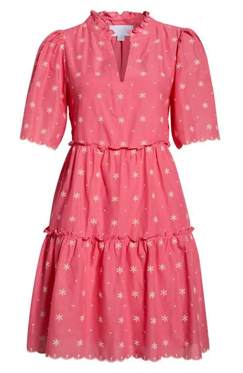 SUGARLIPS Dixie Tiered Cotton Dress - Coral