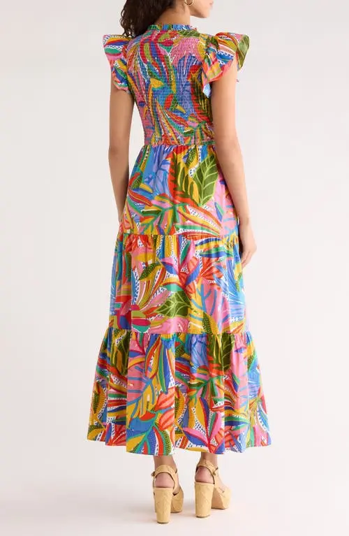 SUGARLIPS Patterned Cotton Poplin Maxi Dress - White-mult