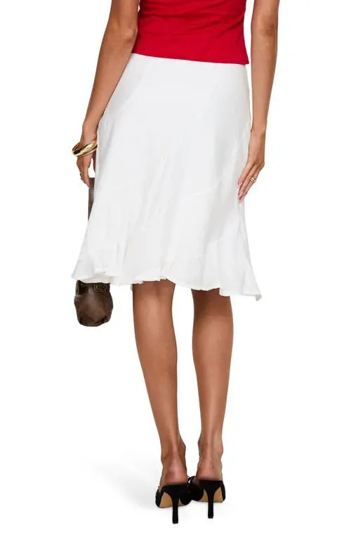 Princess Polly Asymmetric Hem Midi Skirt - White