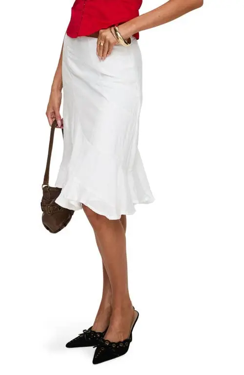 Princess Polly Asymmetric Hem Midi Skirt - White