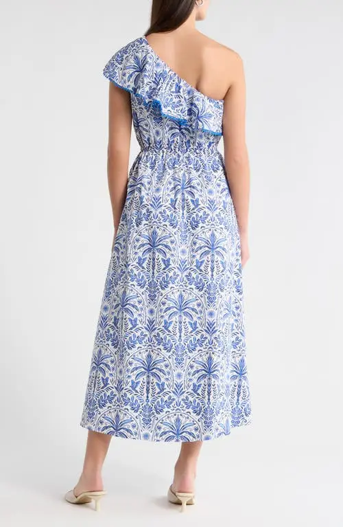 SUGARLIPS Romina Tropical Print One-shoulder Dress