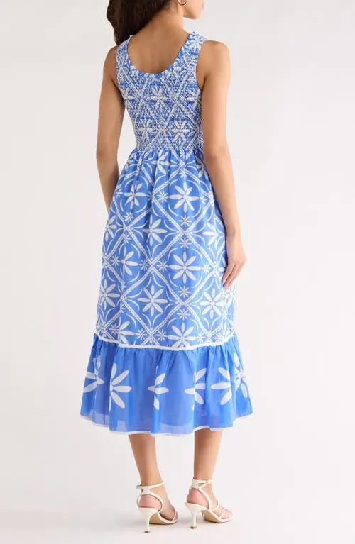 SUGARLIPS Alexie Floral Jersey Smocked Midi Sundress