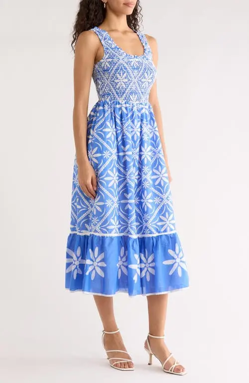 SUGARLIPS Alexie Floral Jersey Smocked Midi Sundress