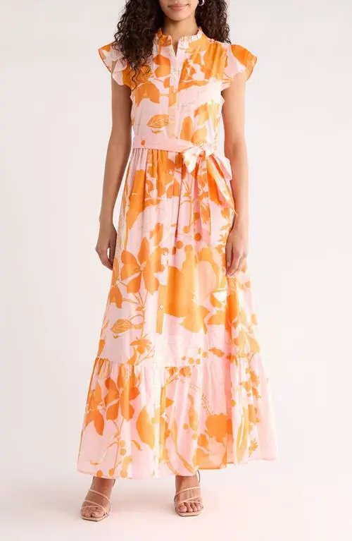 SUGARLIPS Lenira Floral Print A-line Dress - Pink-orange