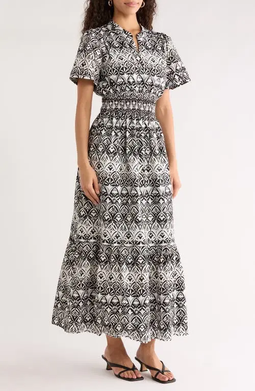 SUGARLIPS Floral Print A-line Dress - Black-white