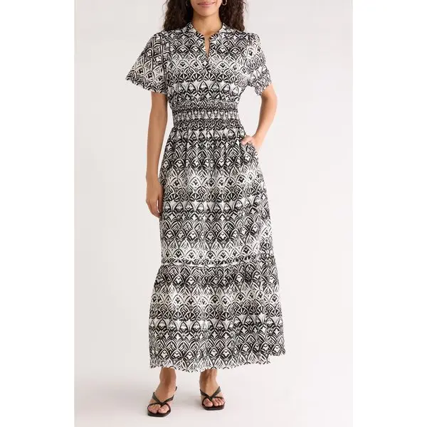 SUGARLIPS Floral Print A-line Dress - Black-white