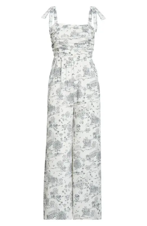 SUGARLIPS Renzo Toile Tie Strap Jumpsuit - Grey-black