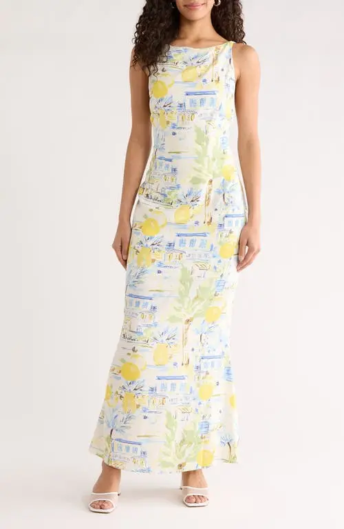 SUGARLIPS Mizie Open Back Maxi Dress - Blue-multi