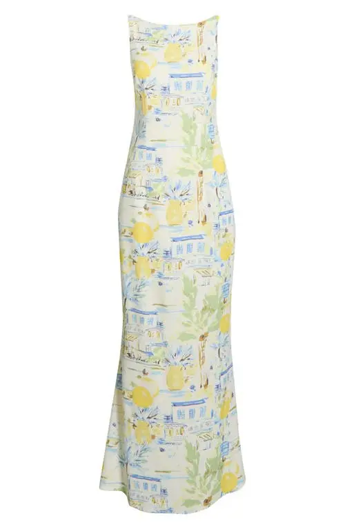 SUGARLIPS Mizie Open Back Maxi Dress - Blue-multi