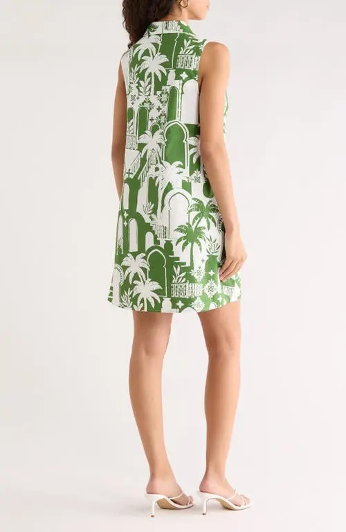 SUGARLIPS Arbor Tile Lexya Cotton Shift Dress - White-olive