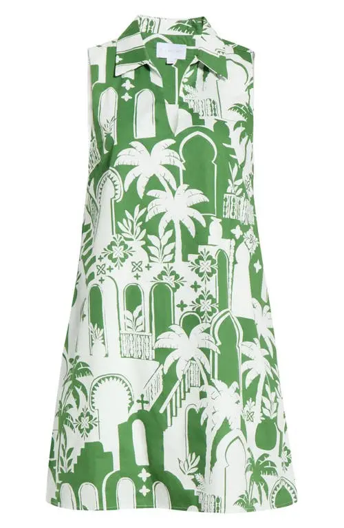 SUGARLIPS Arbor Tile Lexya Cotton Shift Dress - White-olive