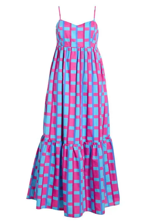 SUGARLIPS Marvy Check Maxi Sundress - Fuchsia-blue-multi