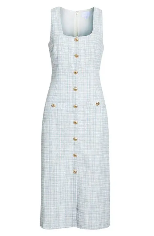 SUGARLIPS Adriella Sleeveless Tweed Dress - White-blue