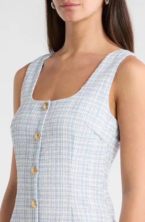 SUGARLIPS Adriella Tweed Dress - White-blue