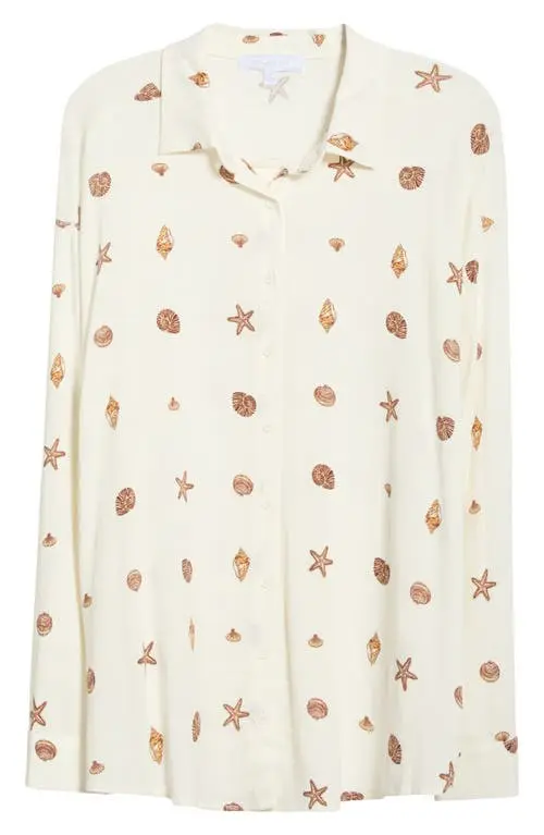 SUGARLIPS Cerise Shells Dalton Boyfriend Shirt - Ivory-brown