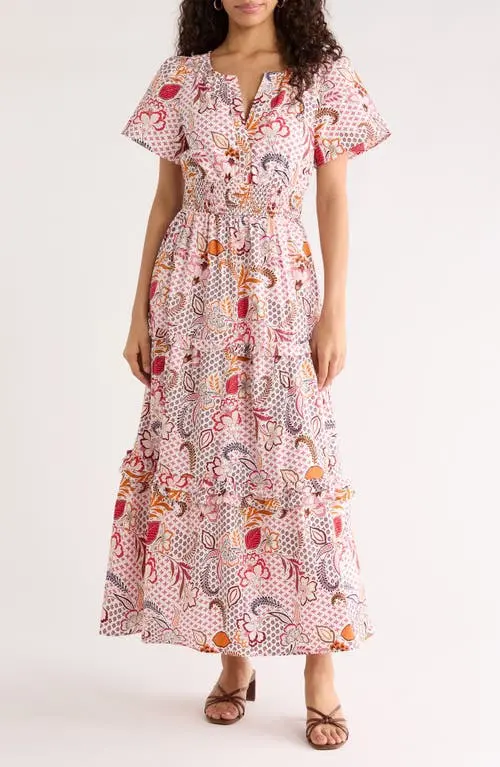 SUGARLIPS Haylie A-line Dress - Fuchsia-orange-dot