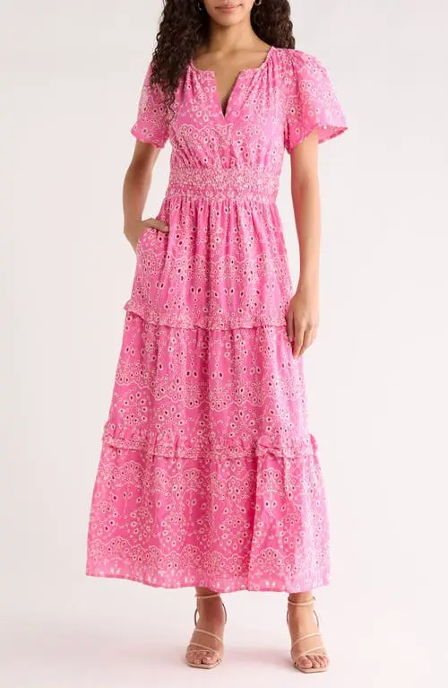 SUGARLIPS Haylie A-line Dress - Fuchsia-orange-dot