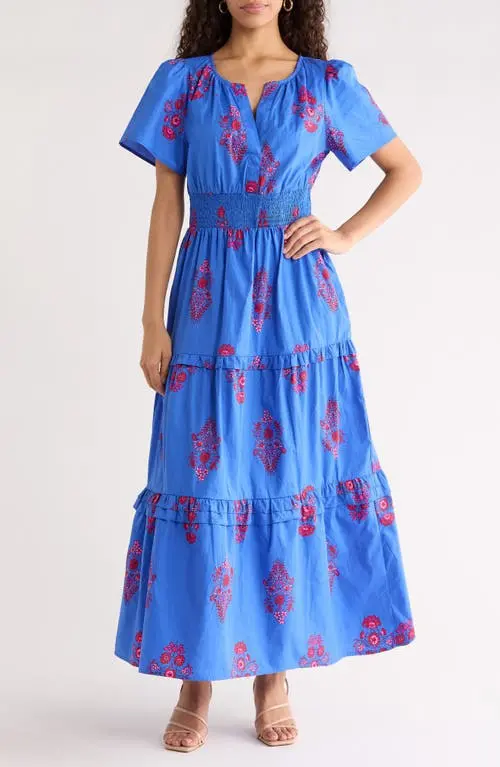 SUGARLIPS Haylie A-line Dress - White-blues-mult