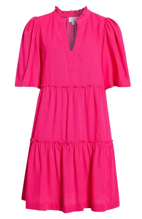 SUGARLIPS Dixie Tiered Cotton Dress - Fuchsia