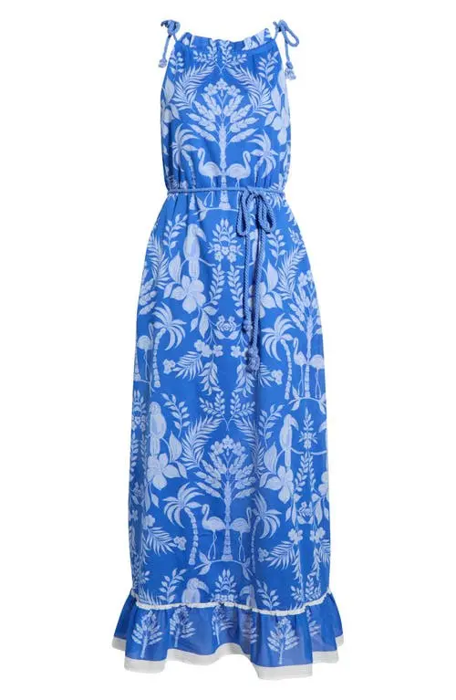 SUGARLIPS Kimana Floral Halter Maxi Dress - Cobalt-combo