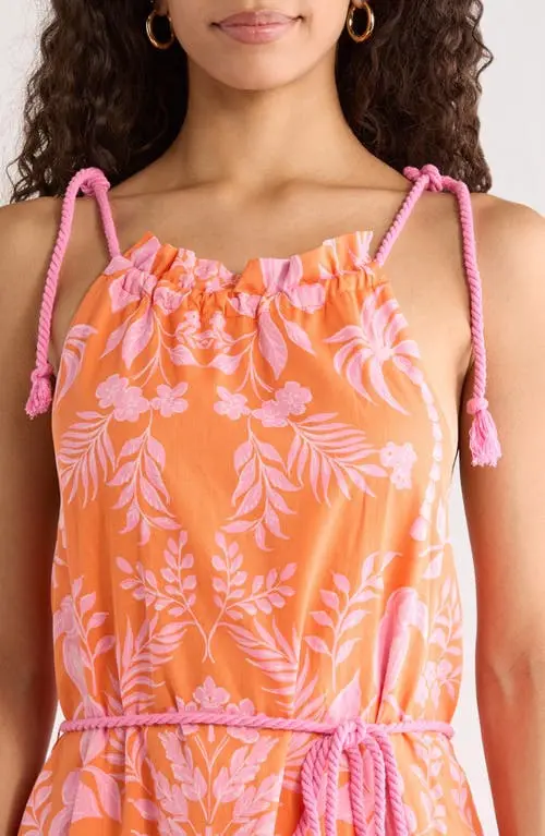 SUGARLIPS Kimana Floral Halter Maxi Dress - Orange-pink-multi