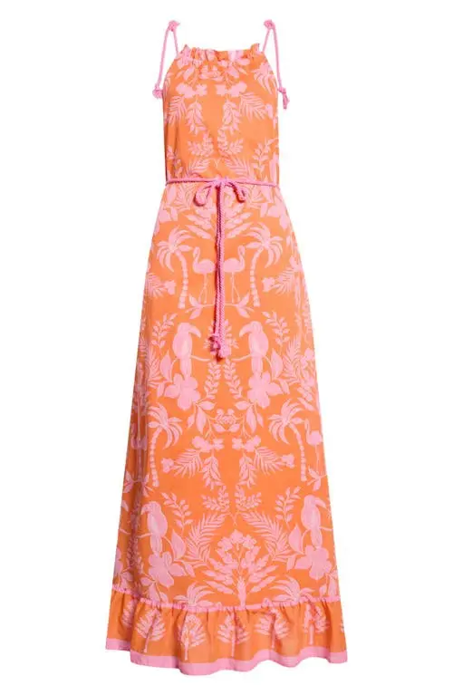 SUGARLIPS Kimana Floral Halter Maxi Dress - Orange-pink-multi