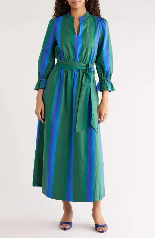 SUGARLIPS Dolary Stripe Senda Shirtdress - Emerald-blues
