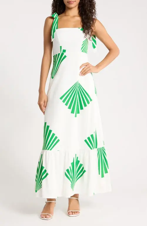 SUGARLIPS Floral Tie-strap Maxi Sundress - Wht-greens