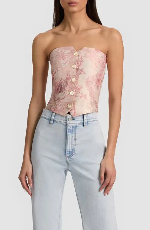 Alice + Olivia Kelcey Floral Jacquard Strapless Top - English Rose Toile