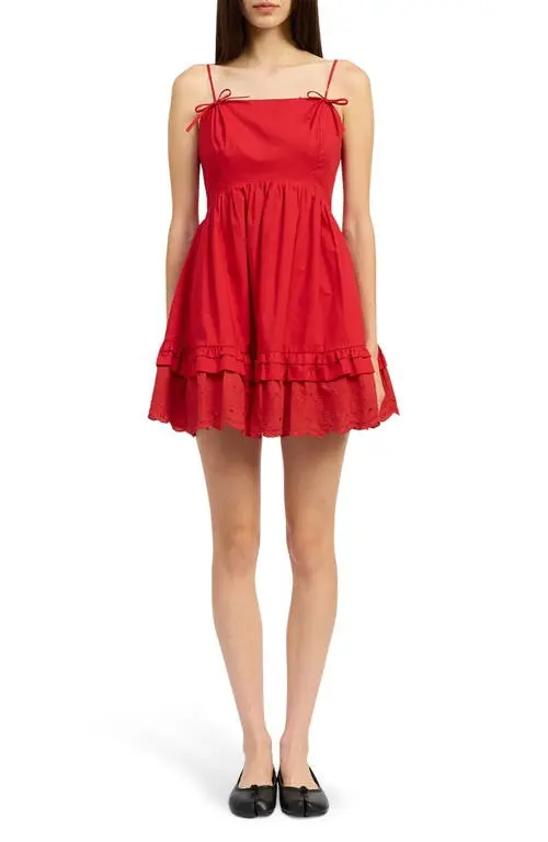 JACQUIE THE LABEL Eyelet Ruffle Minidress - Red