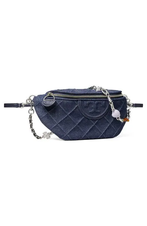 Tory Burch Fleming Quilted Denim Belt Bag