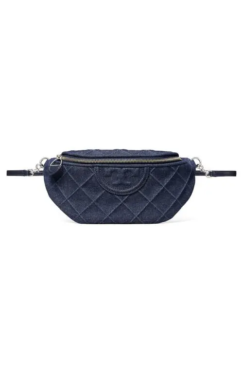 Tory Burch Fleming Quilted Denim Belt Bag
